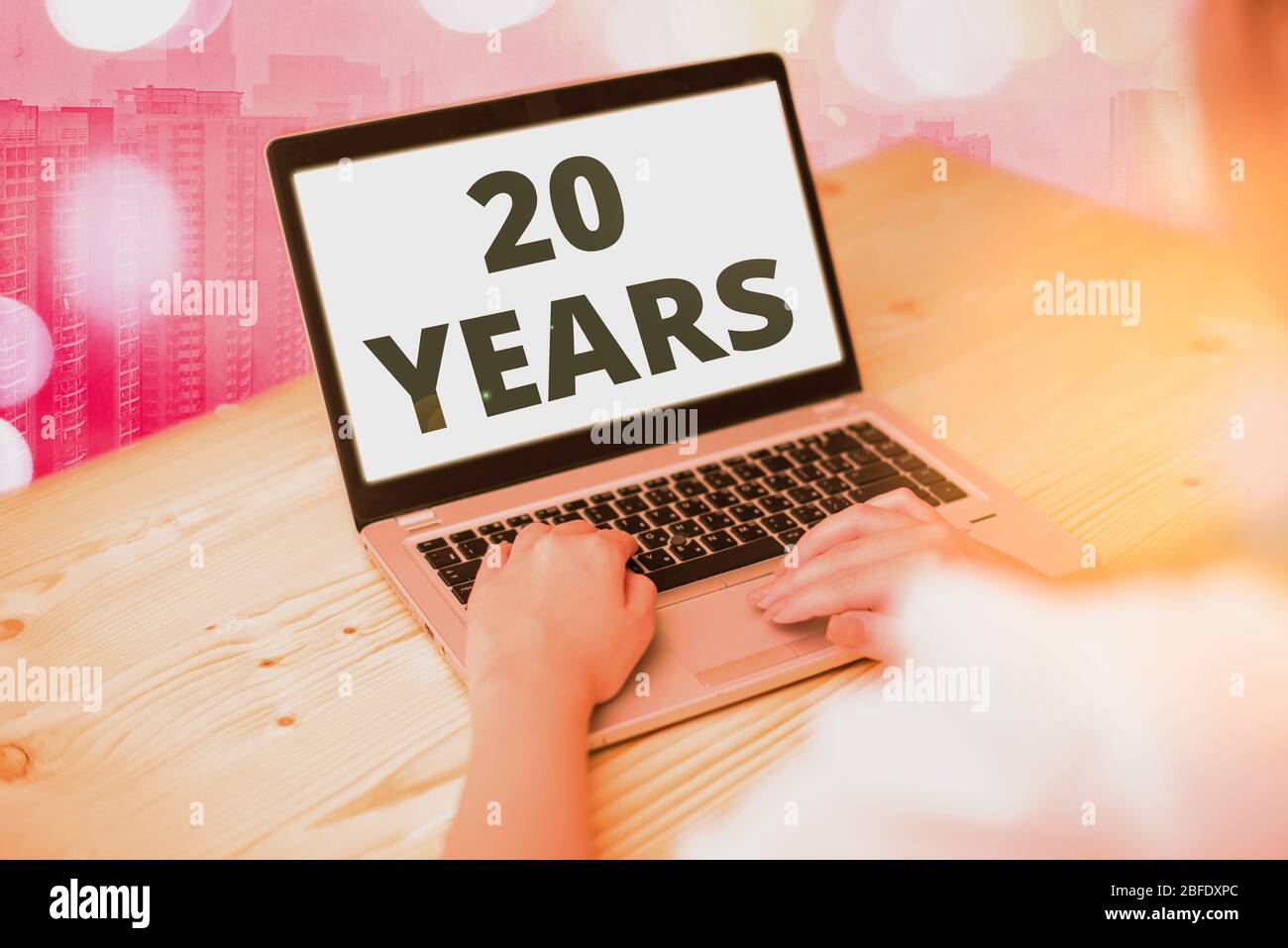 Text sign showing 20 Years. Business photo text Remembering or honoring ...