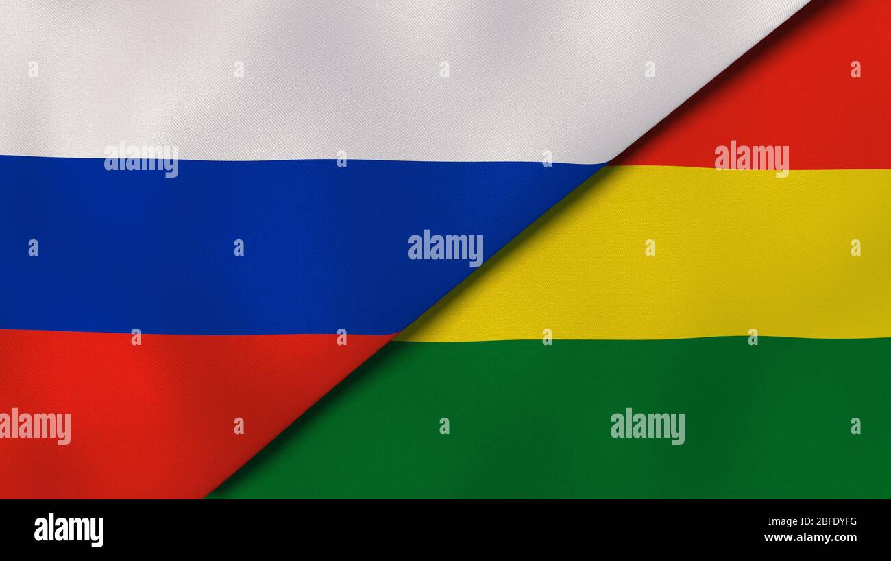 Two states flags of Russia and Bolivia. High quality business ...