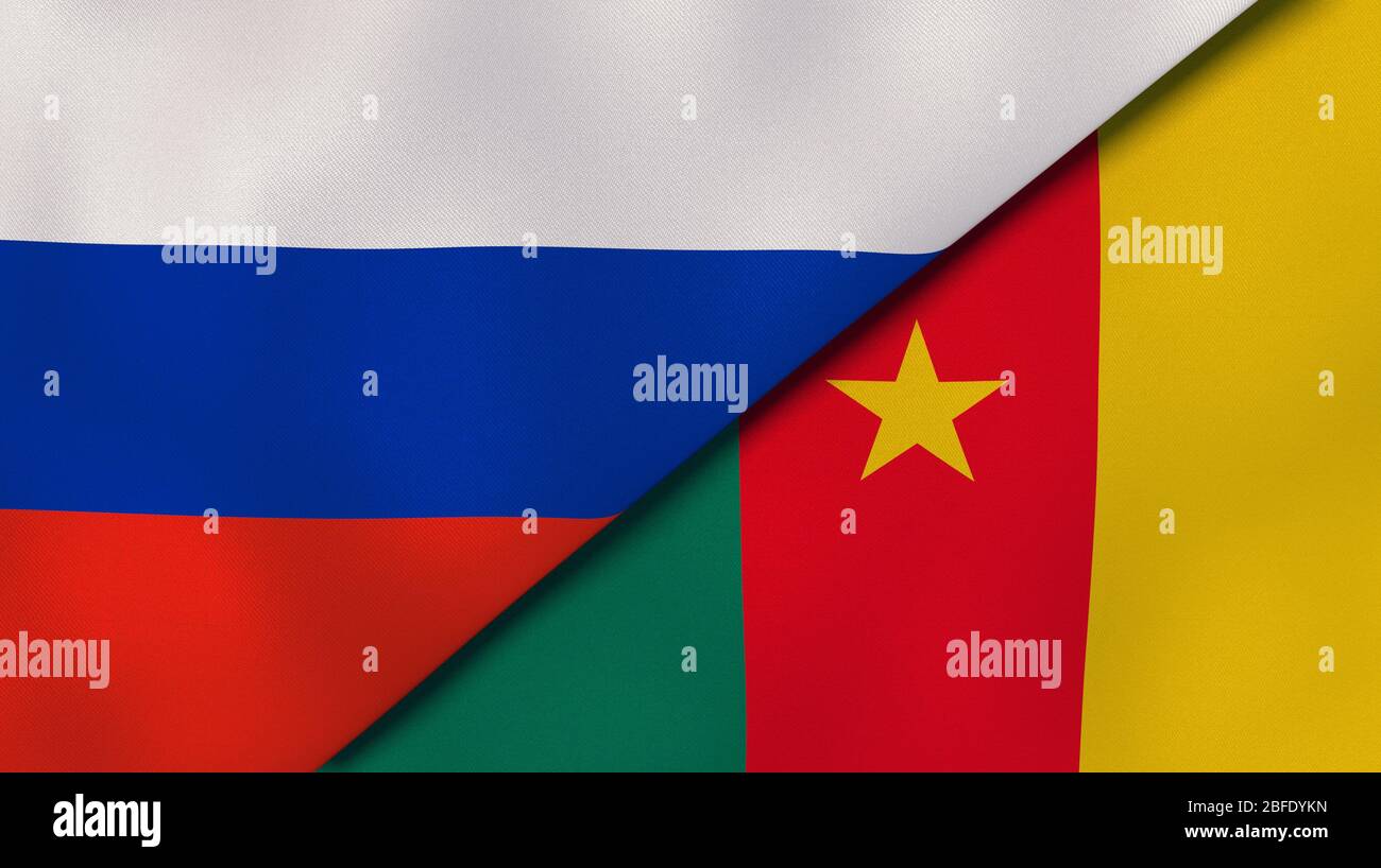 Two states flags of Russia and Cameroon. High quality business ...
