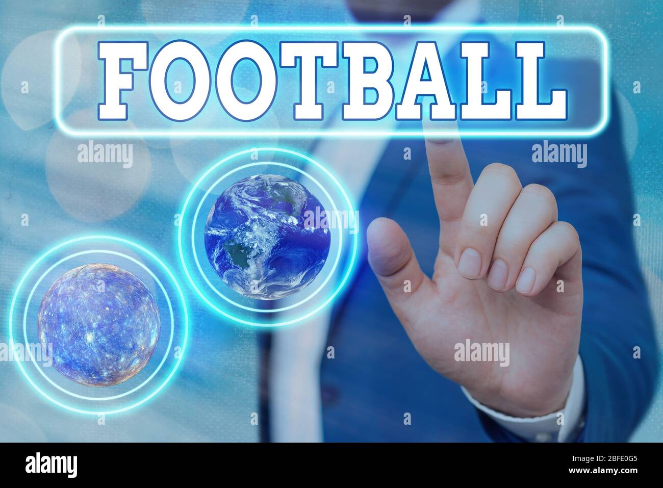 Text sign showing Football. Business photo showcasing any of various ...