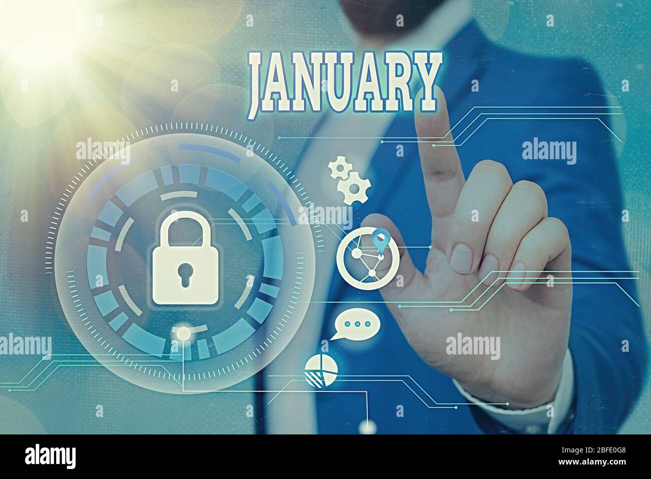 Text sign showing January. Business photo text first month of the year ...