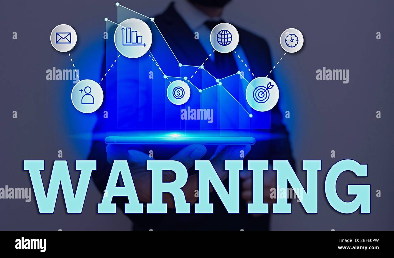 Handwriting text Warning. Conceptual photo Advice Sign for possible ...