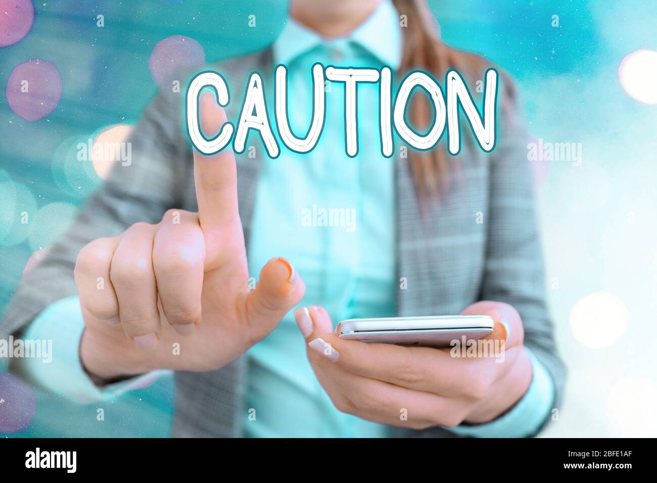 Handwriting text writing Caution. Conceptual photo Care taken to avoid ...