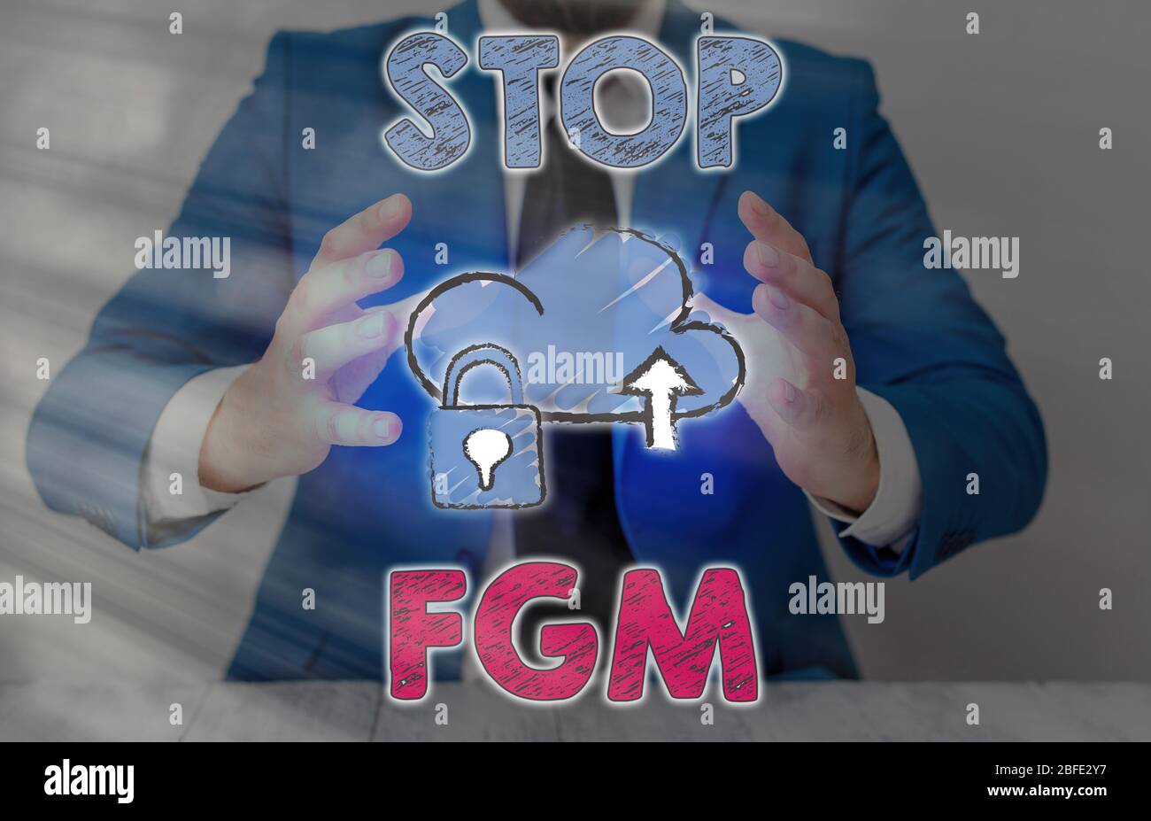 Conceptual hand writing showing Stop Fgm. Concept meaning Put an end on ...