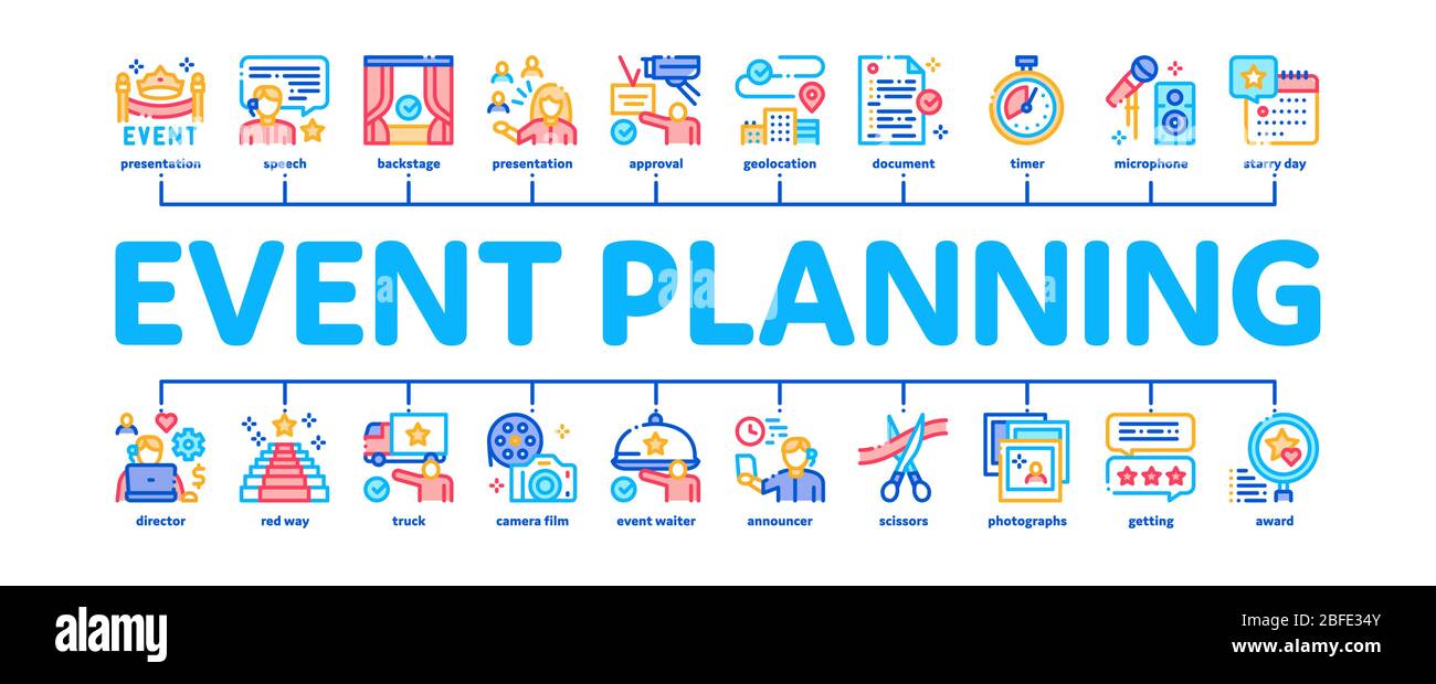 Event Party Planning Minimal Infographic Banner Vector Stock Vector ...