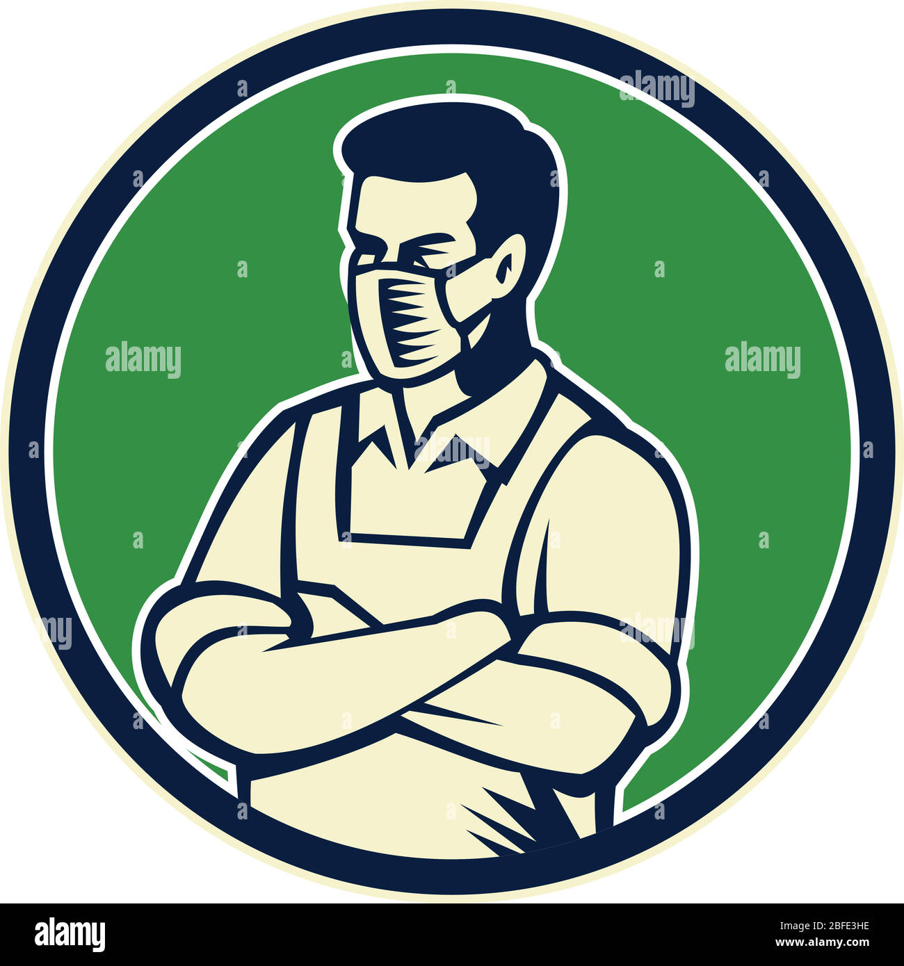 Mascot illustration of a food worker, grocery, supermarket, front line ...