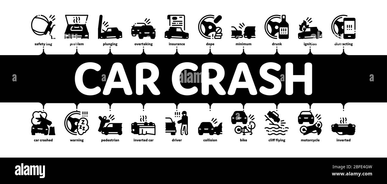 Car Crash Accident Minimal Infographic Banner Vector Stock Vector Image ...