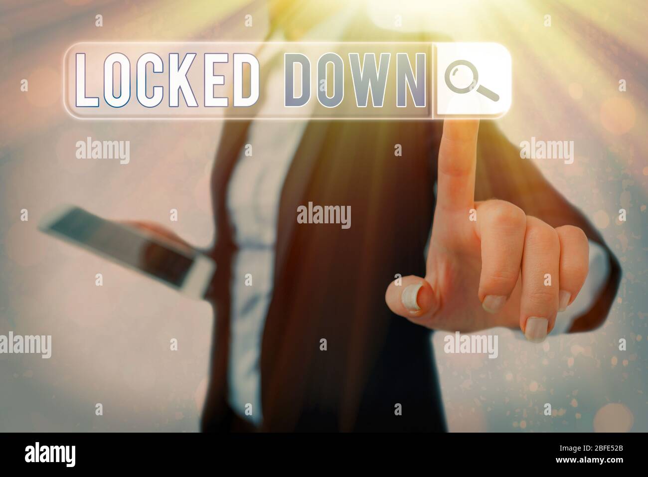 Conceptual hand writing showing Locked Down. Concept meaning emergency ...