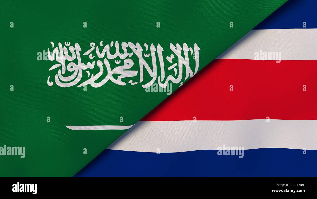 Two states flags of Saudi Arabia and Costa Rica. High quality business ...