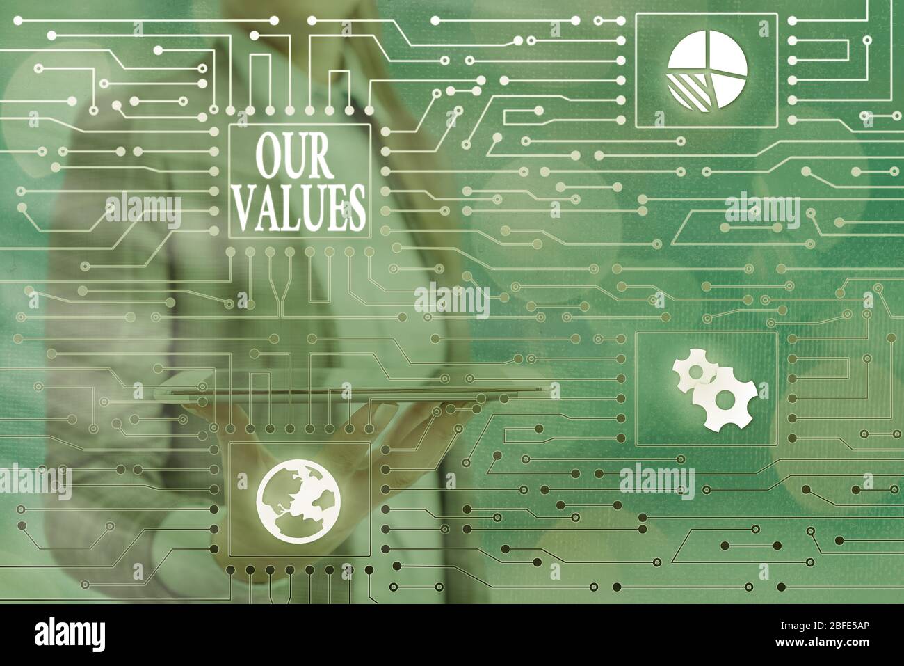 Conceptual hand writing showing Our Values. Concept meaning things that ...