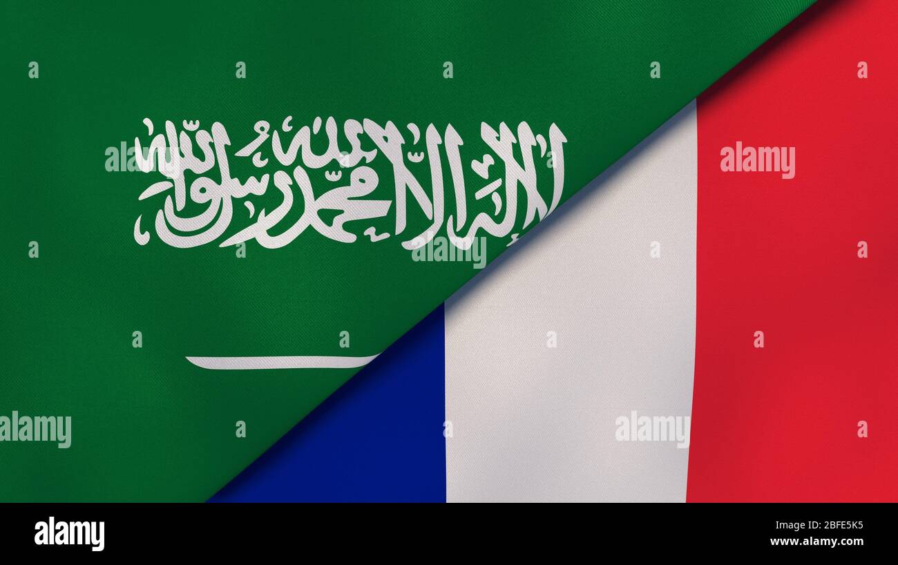 Two states flags of Saudi Arabia and France. High quality business ...