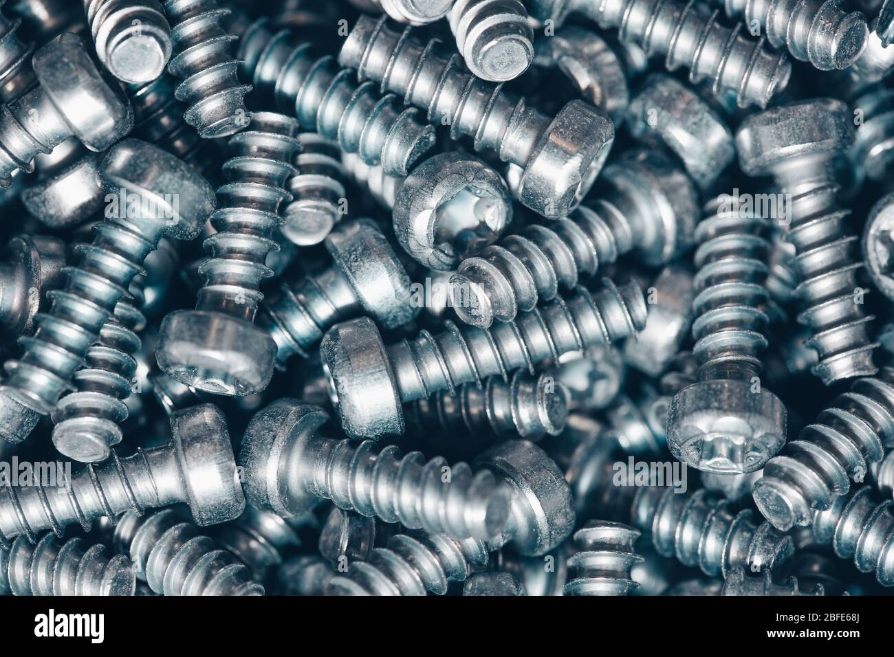 A huge arrenge of taping metal or iron screws, screws background ...