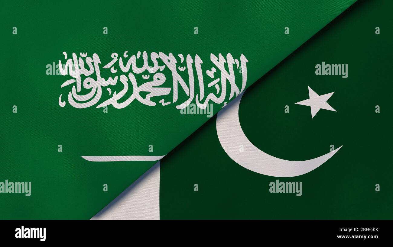 Two states flags of Saudi Arabia and Pakistan. High quality business ...