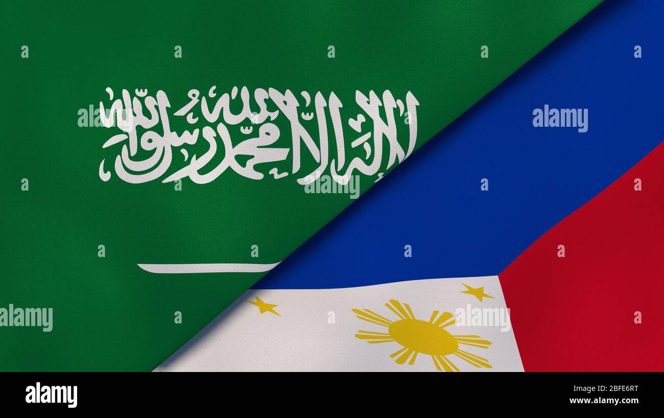 Two states flags of Saudi Arabia and Philippines. High quality business ...