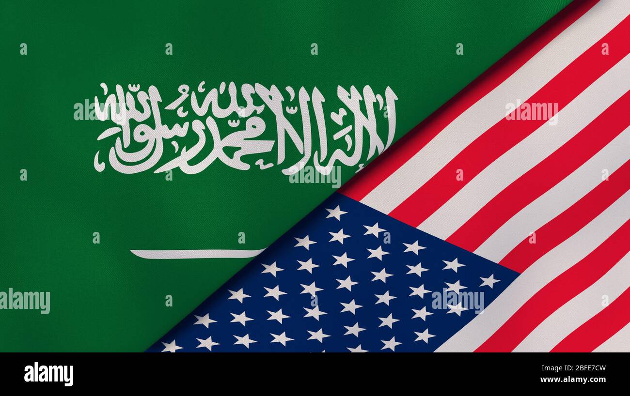 Two states flags of Saudi Arabia and United States. High quality ...