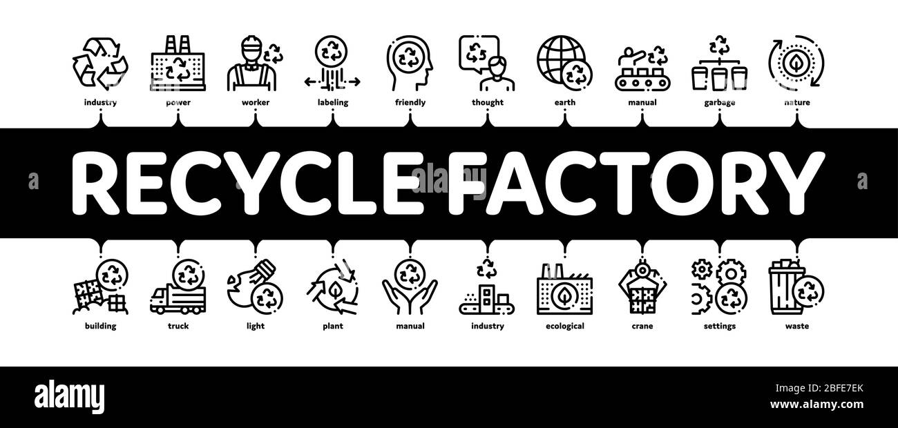 Recycle Factory Ecology Minimal Infographic Banner Vector Stock Vector ...