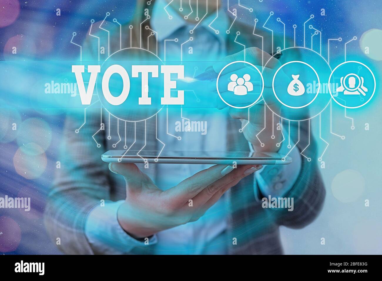 Text sign showing Vote. Business photo text Act of expressing a formal ...