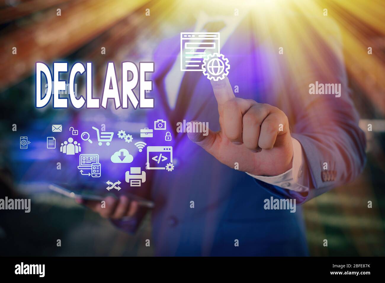 Word writing text Declare. Business photo showcasing make known or ...