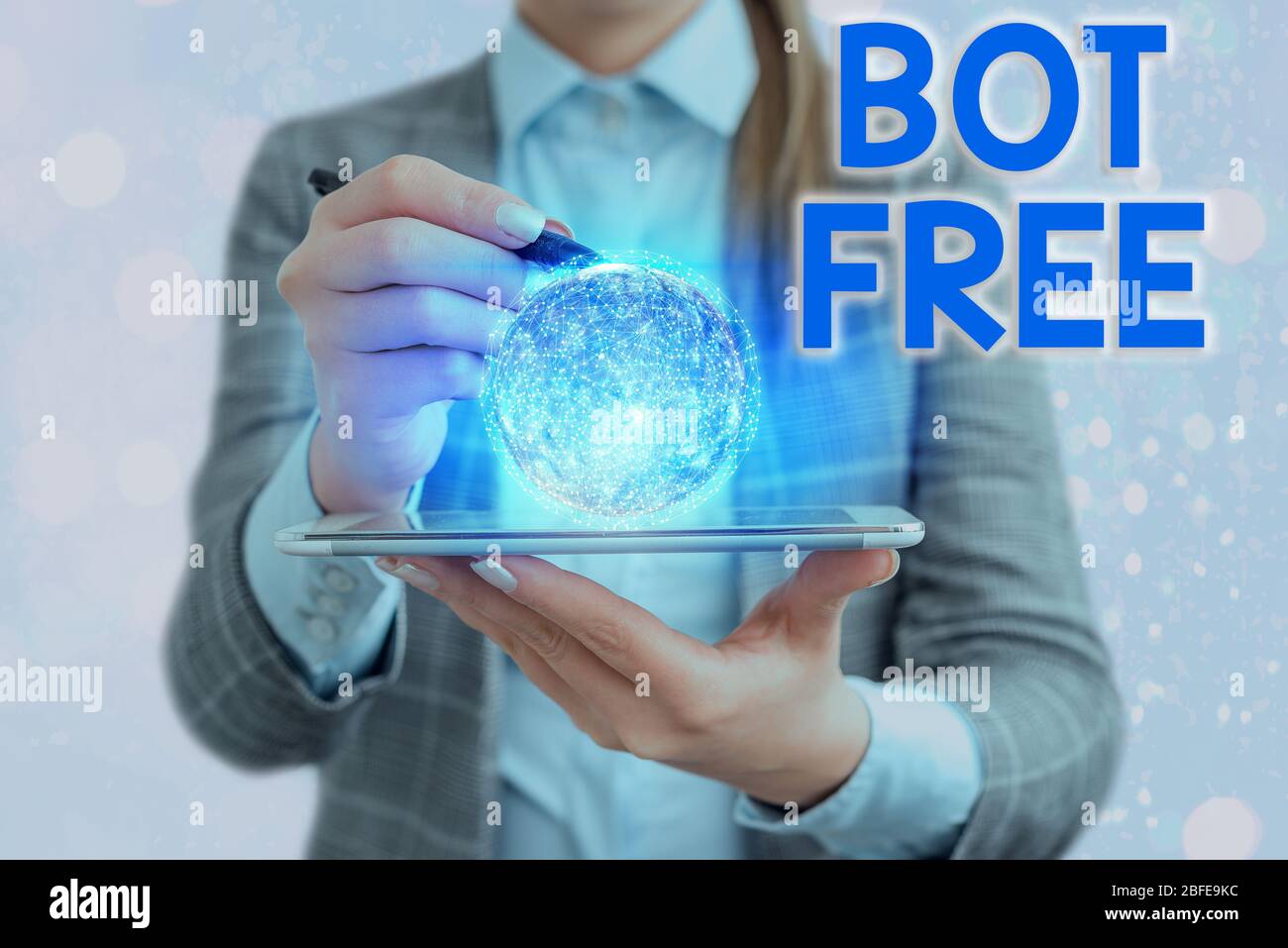 Text sign showing Bot Free. Business photo text a computer program that works automatically ...