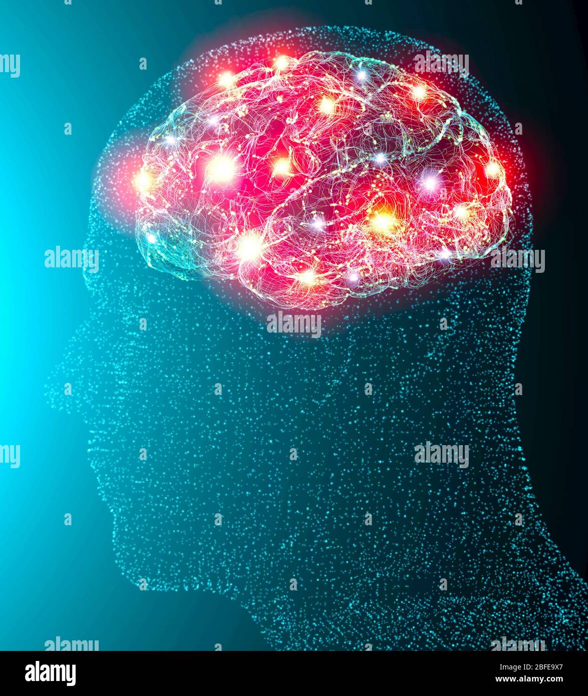 View of the synapses. Brain connections. Neurons and synapses ...