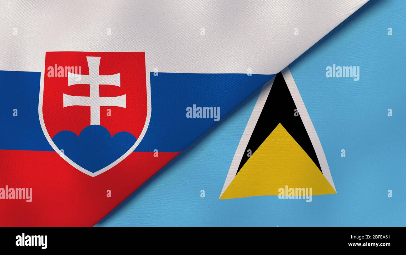 Two states flags of Slovakia and Saint Lucia. High quality business ...