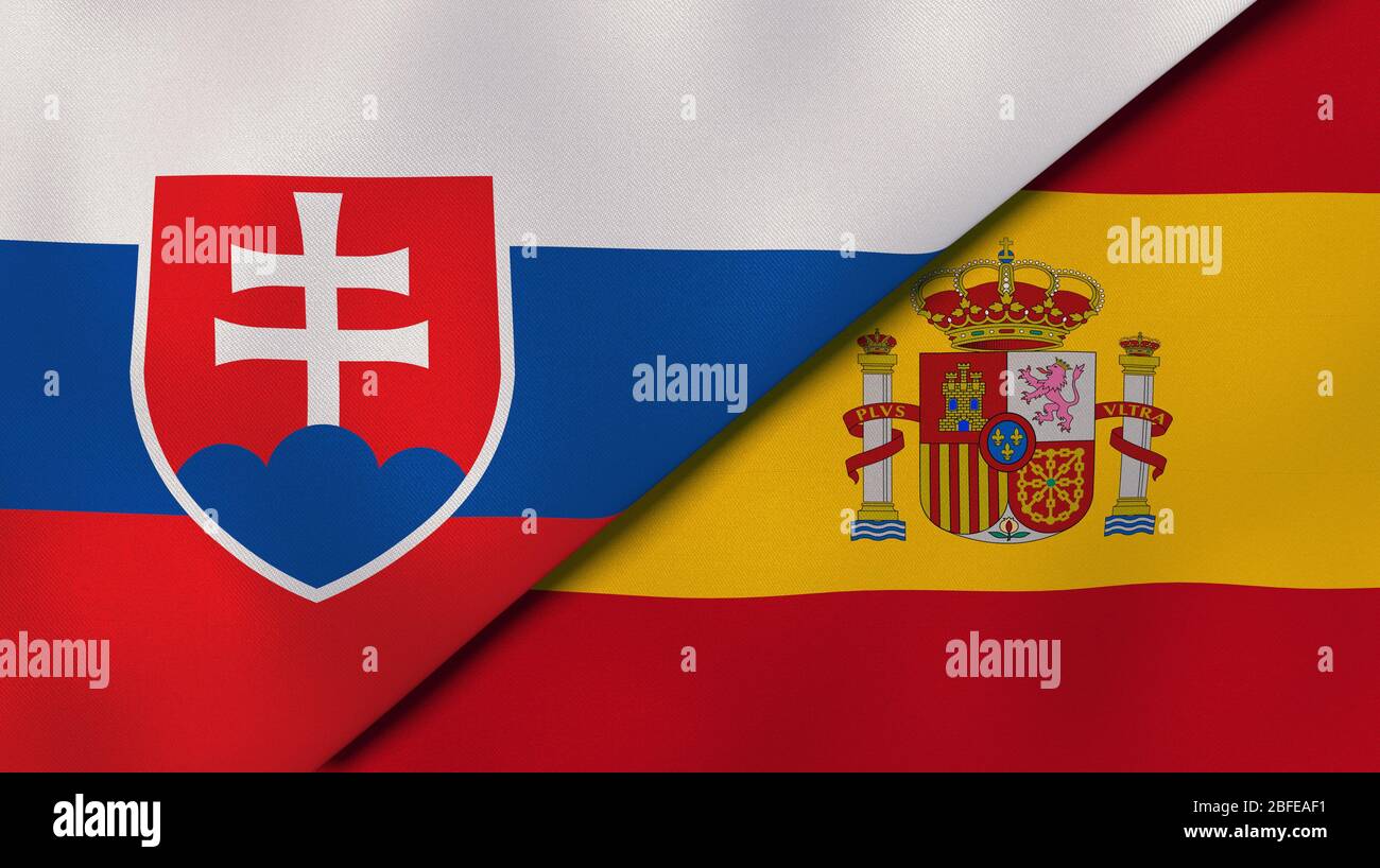 Two states flags of Slovakia and Spain. High quality business ...