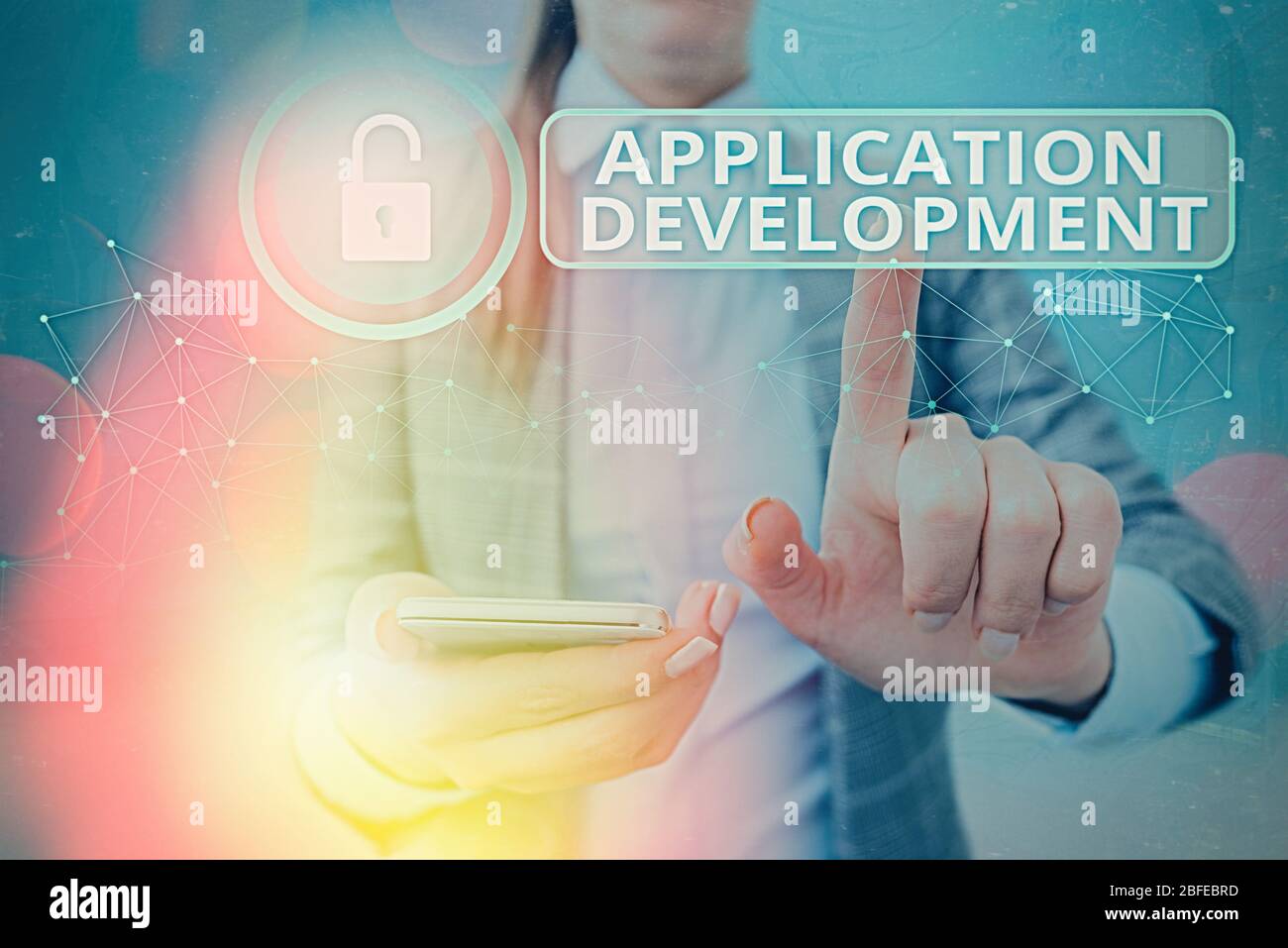 Writing note showing Application Development. Business concept for ...