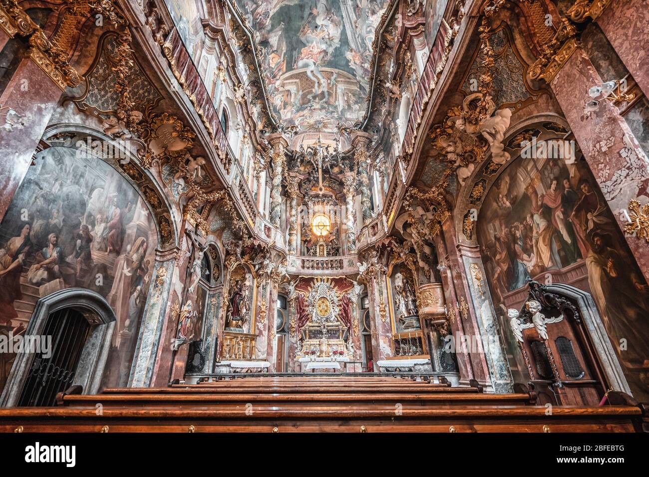 Feb 2, 2020 - Munich, Germany: Interior of Asamkirche baroque church ...