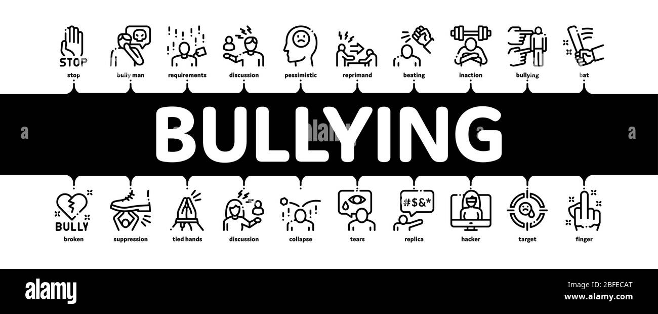 Bullying Aggression Minimal Infographic Banner Vector Stock Vector ...