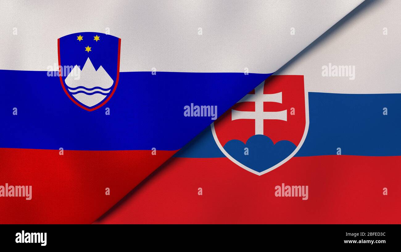 Two states flags of Slovenia and Slovakia. High quality business ...