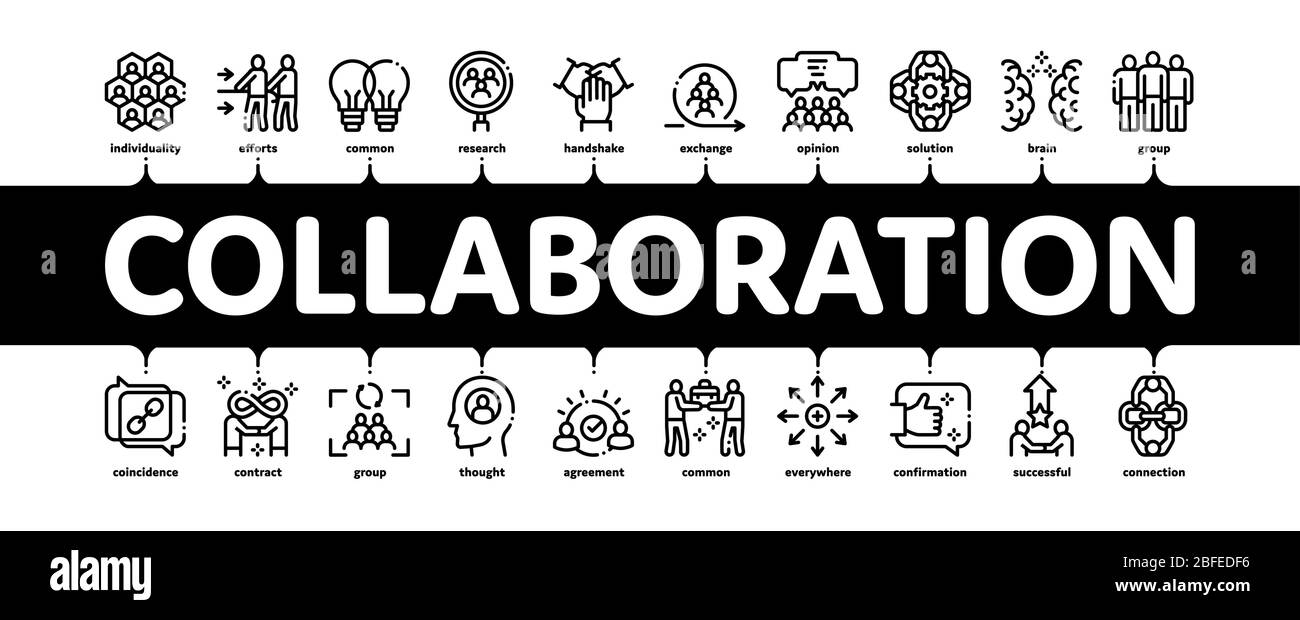 Collaboration Work Minimal Infographic Banner Vector Stock Vector Image ...