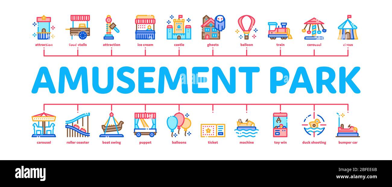 Amusement Park Minimal Infographic Banner Vector Stock Vector Image ... Amusement Park Minimal Infographic Banner Vector Stock Vector Image ...