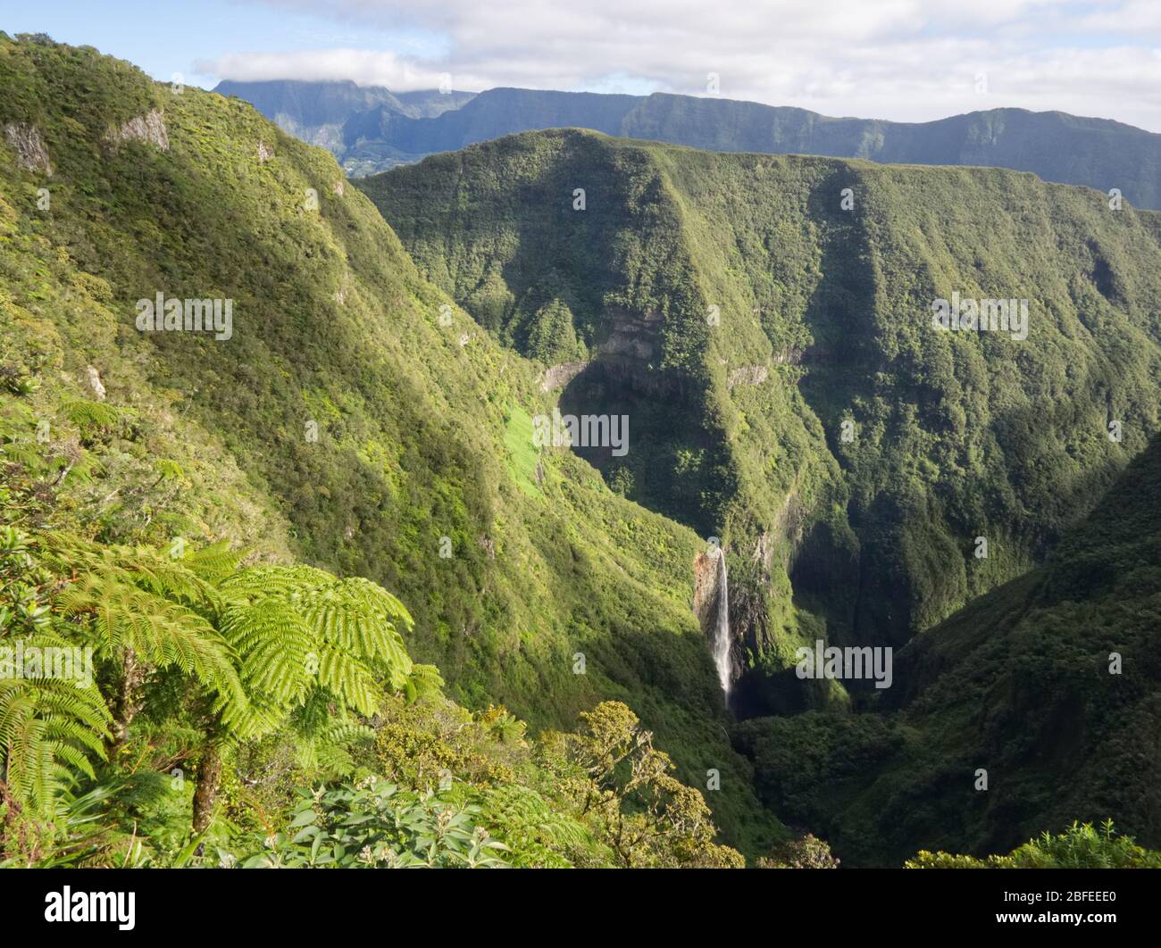 Viewpoint on the Iron Hole - a geological formation in Reunion Island ...