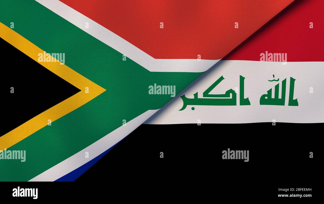 Two states flags of South Africa and Iraq. High quality business ...