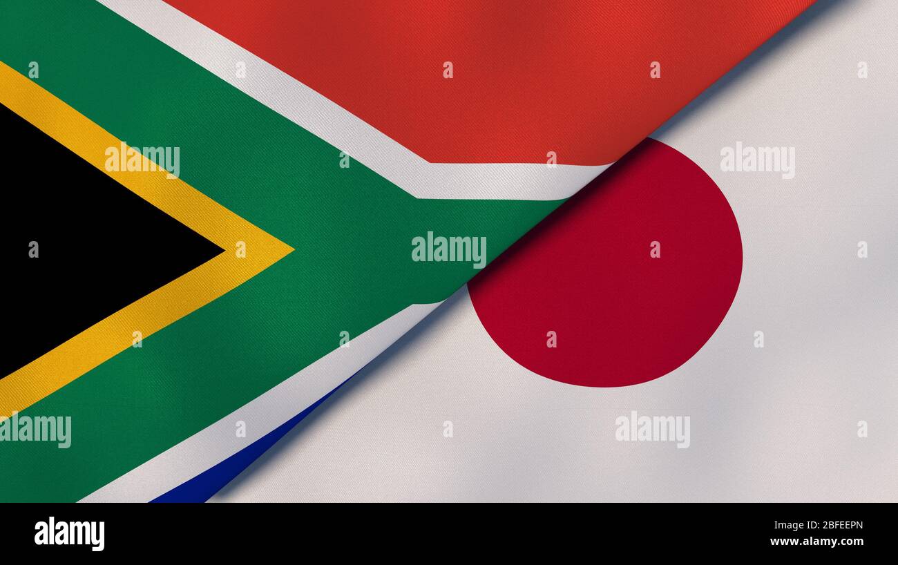 Two states flags of South Africa and Japan. High quality business ...