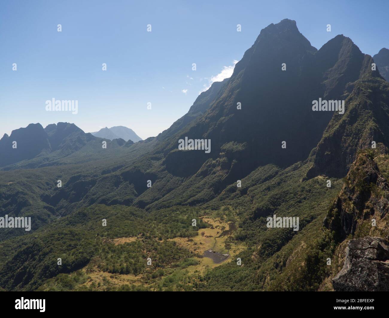 Scenic viewpoint from the Salazes crest with impressive steep mountains ...