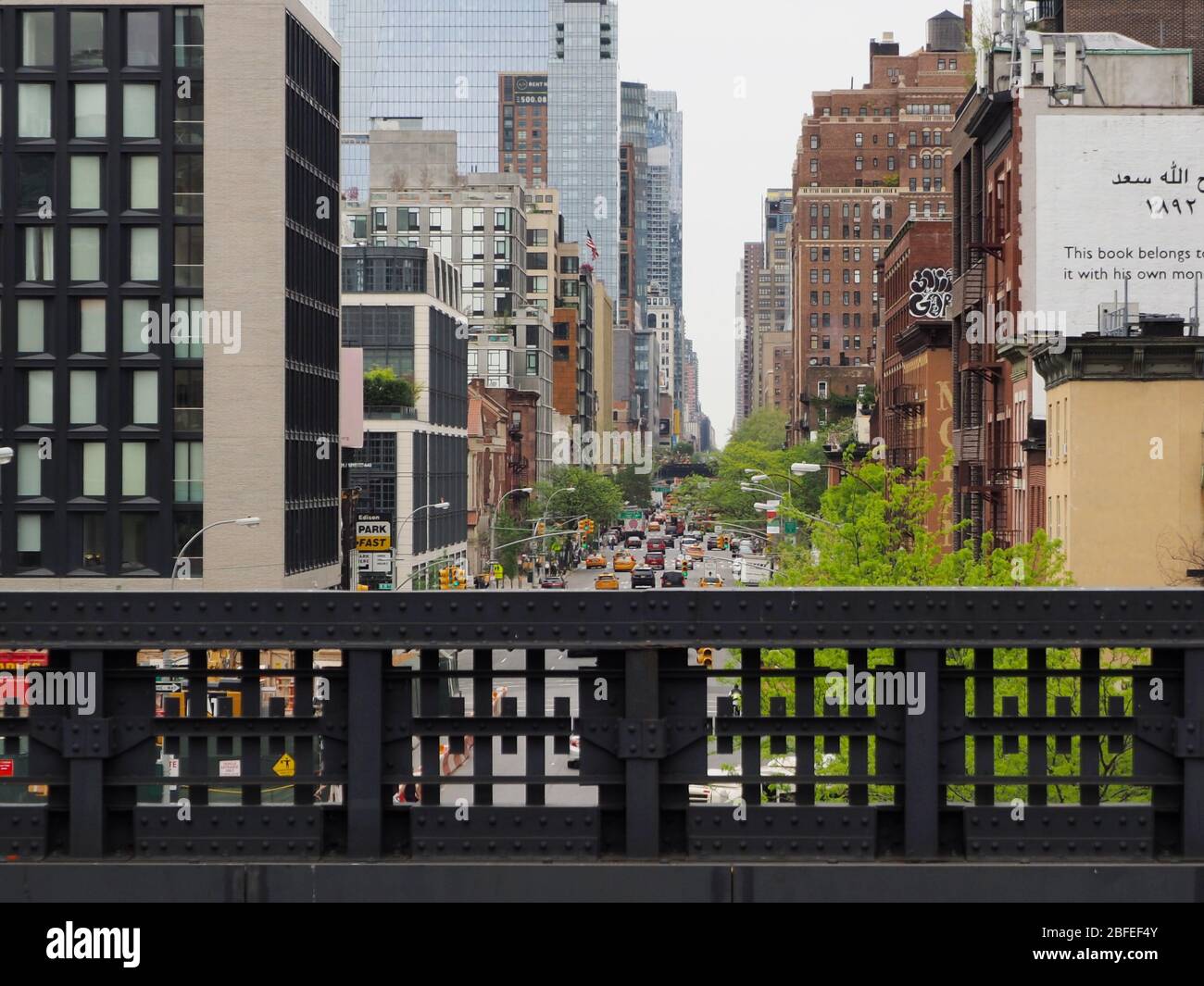 Perspective view in the street from the skyline in New York City Stock ...