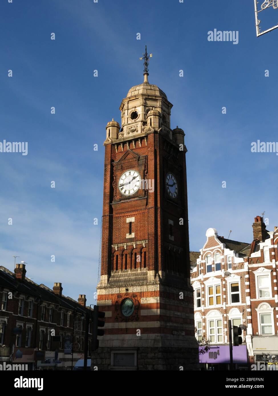 image showing the clock tower located in the centre of Crouch End. A ...