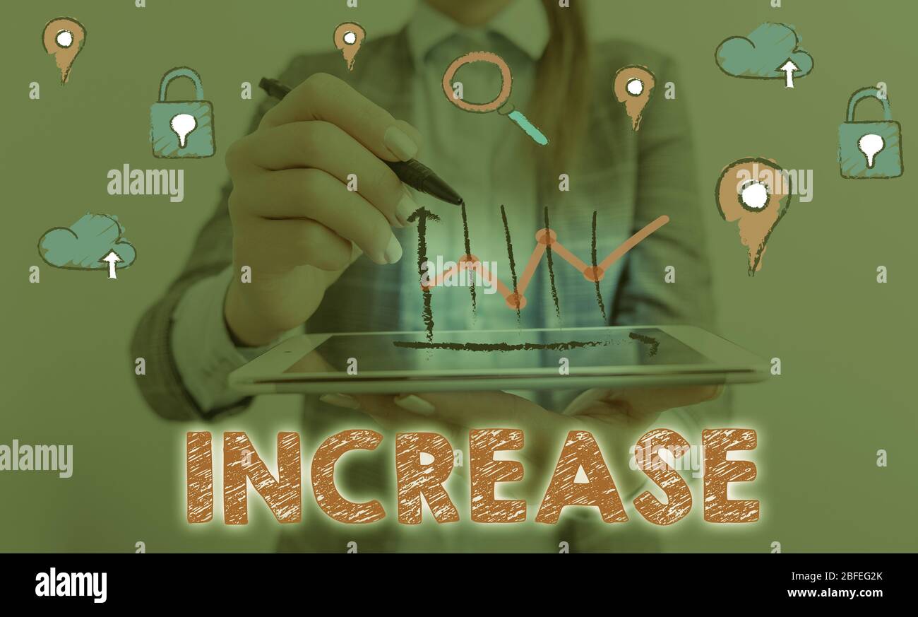Conceptual hand writing showing Increase. Concept meaning become ...