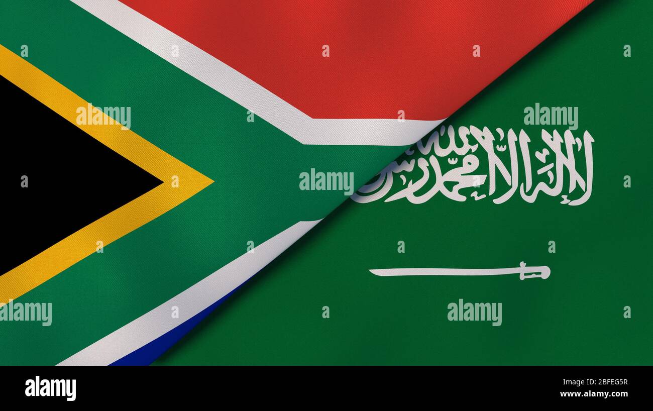 Two states flags of South Africa and Saudi Arabia. High quality ...