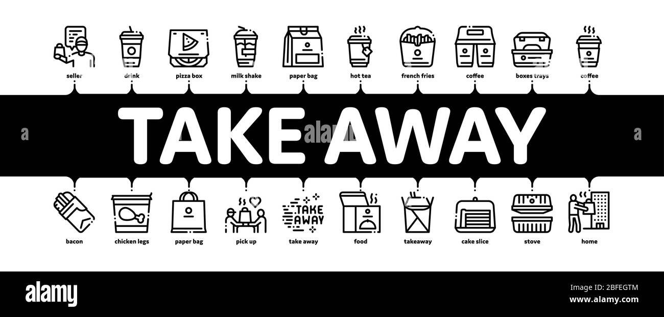 Take Away Food And Drink Minimal Infographic Banner Vector Stock Vector ...