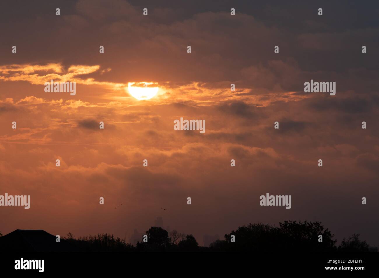 Early morning skies over west London rooftops Stock Photo - Alamy