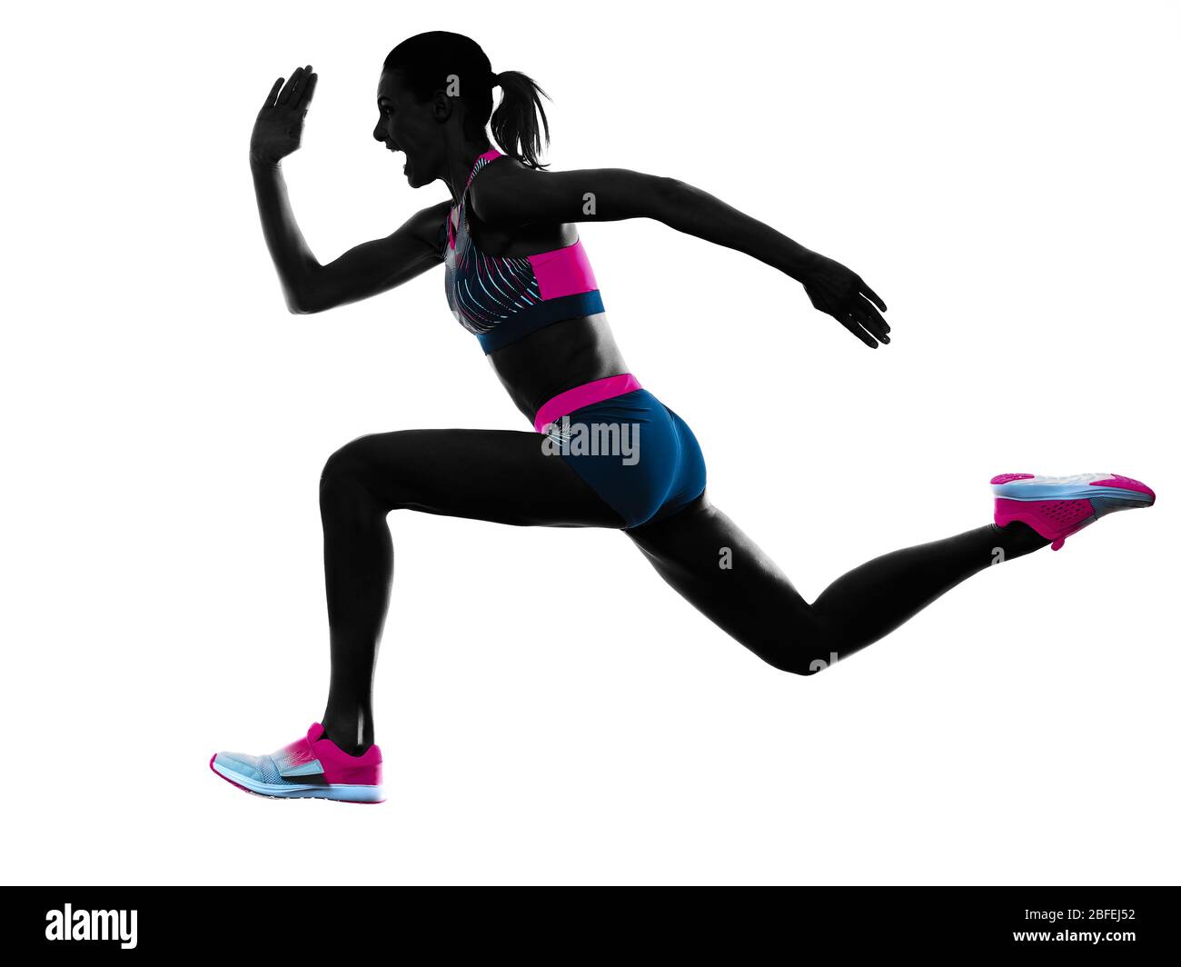 Back view woman jogging on Cut Out Stock Images & Pictures - Alamy
