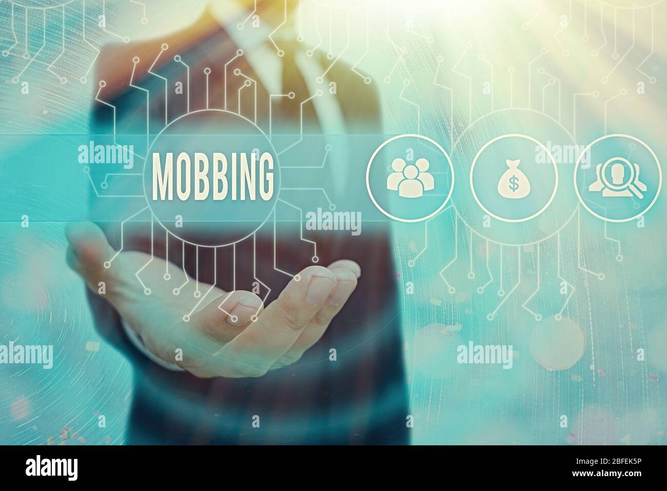 Conceptual hand writing showing Mobbing. Concept meaning Bulling of ...