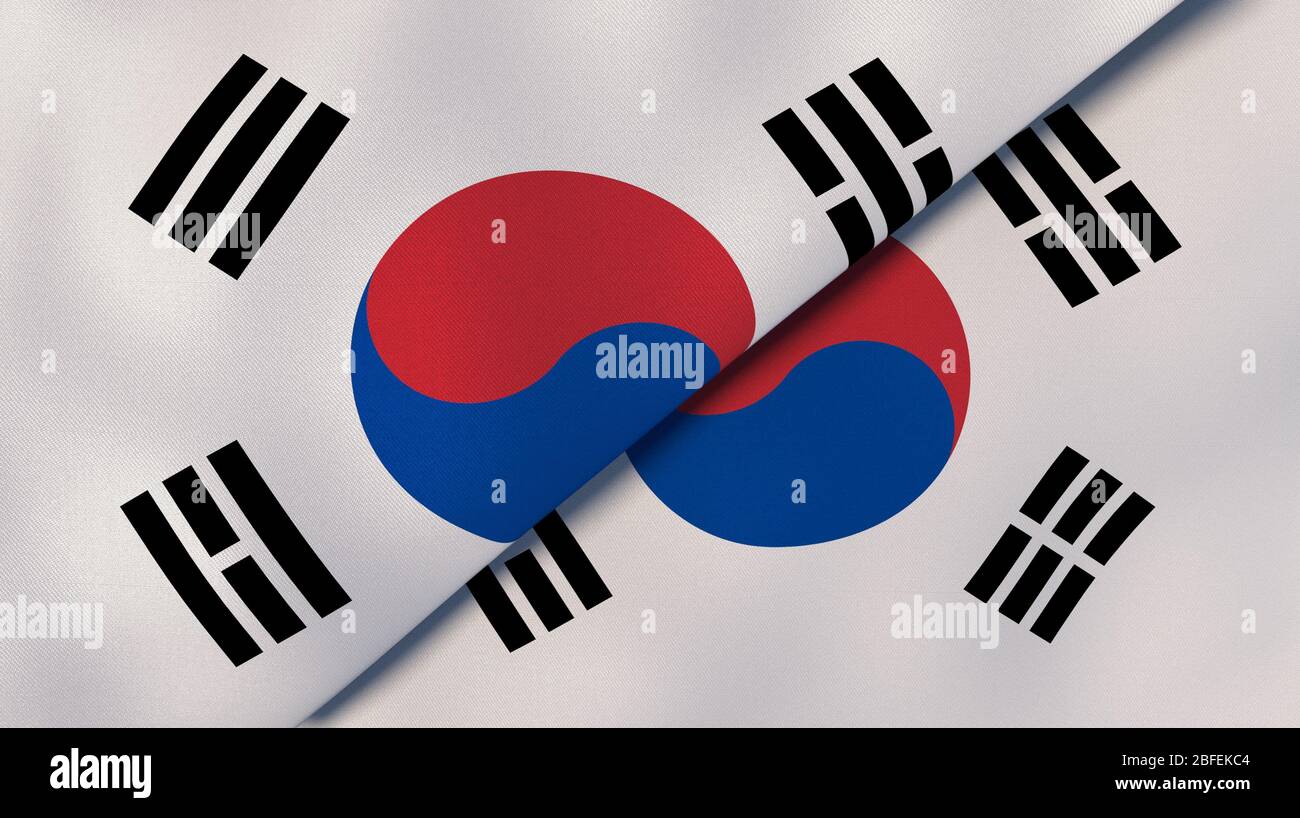 Two states flags of South Korea and South Korea. High quality business ...