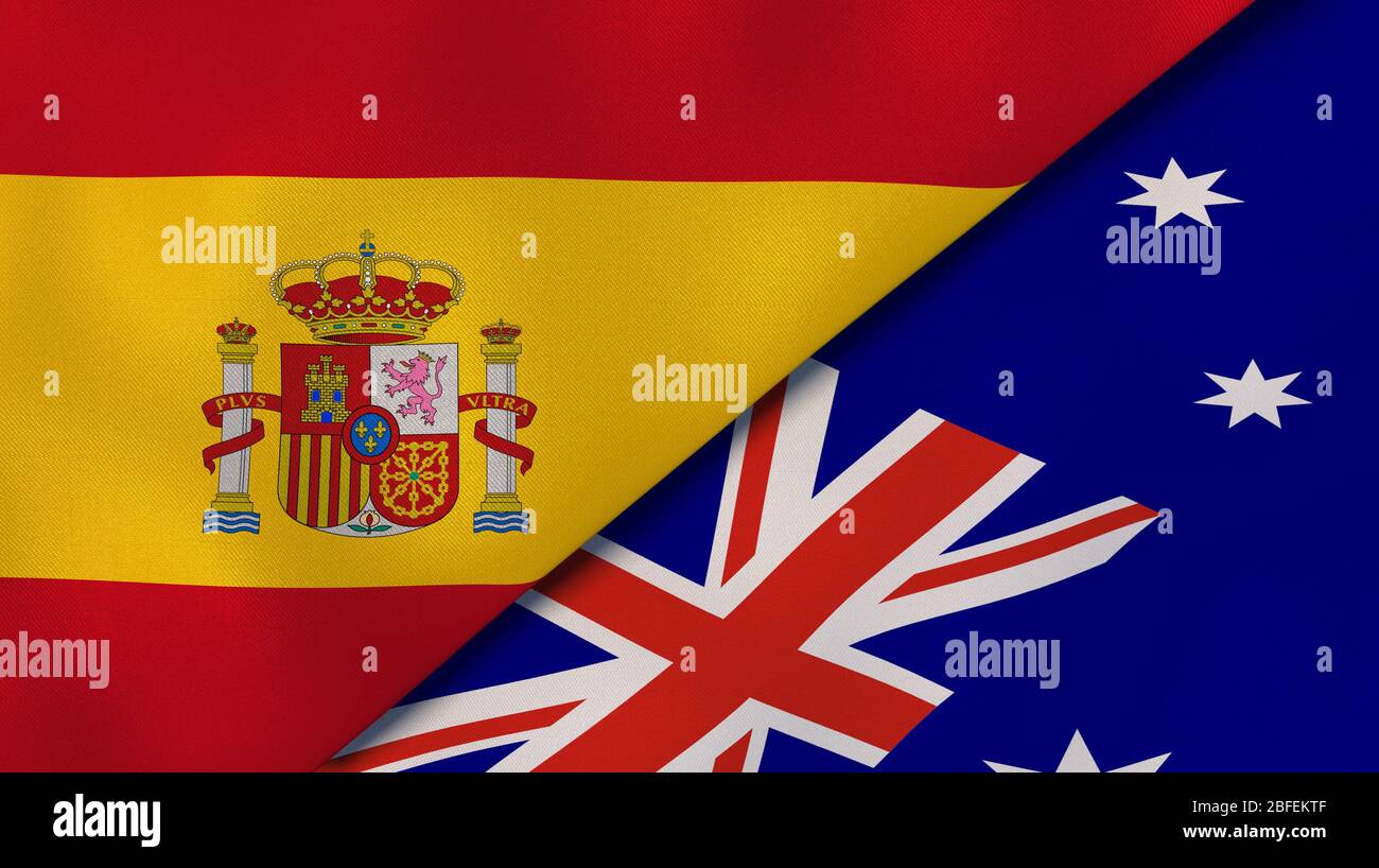 Two states flags of Spain and Australia. High quality business ...