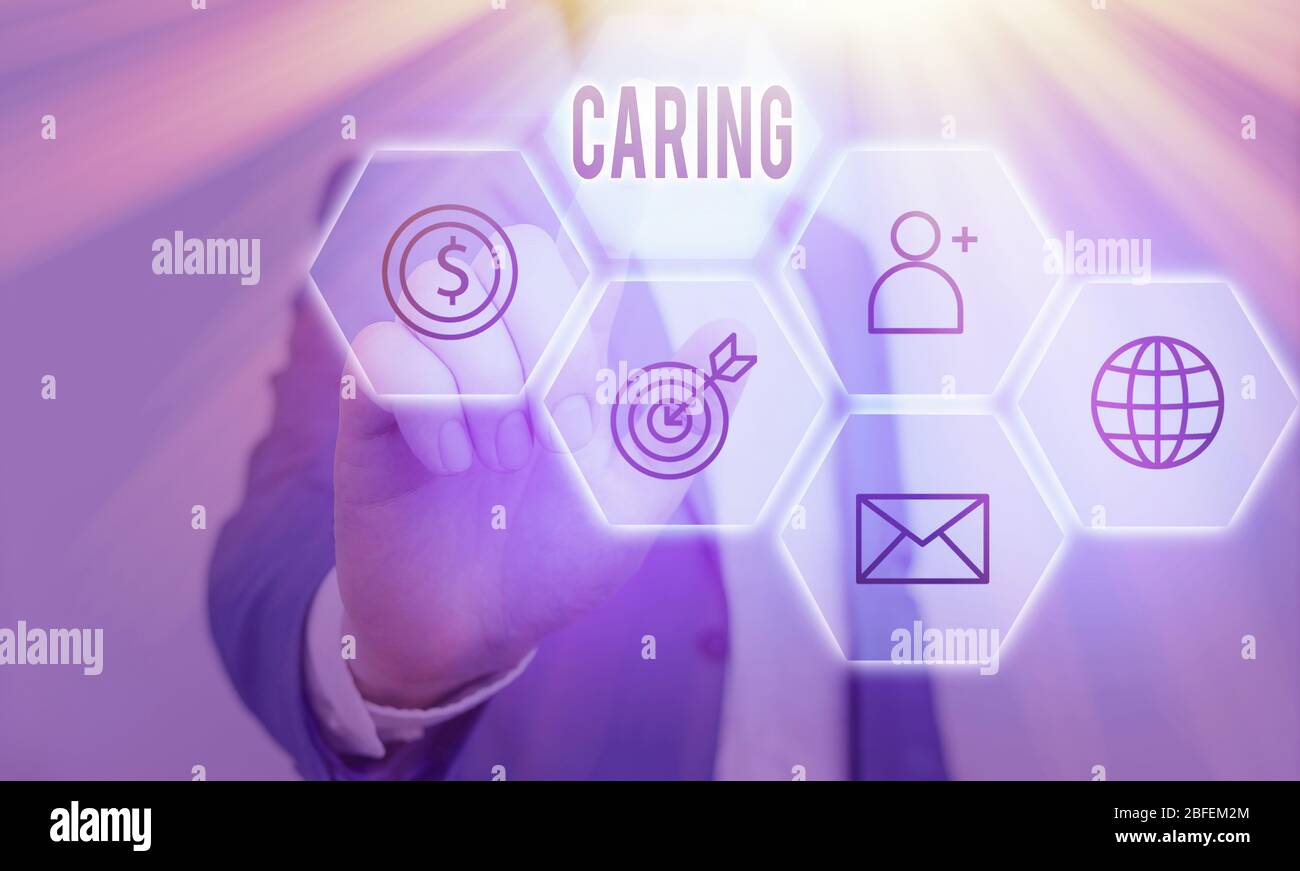 Handwriting text writing Caring. Conceptual photo practice of looking ...