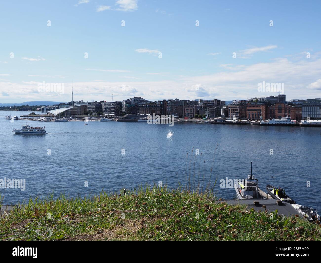 Townscape with port of european Oslo capital city at Ostlandet district ...