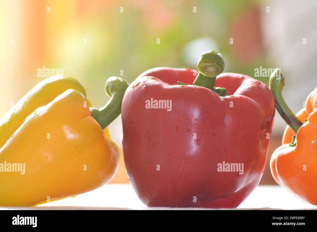 pepperoni fresh vegetable yellow and red vegetarian food Stock Photo ...