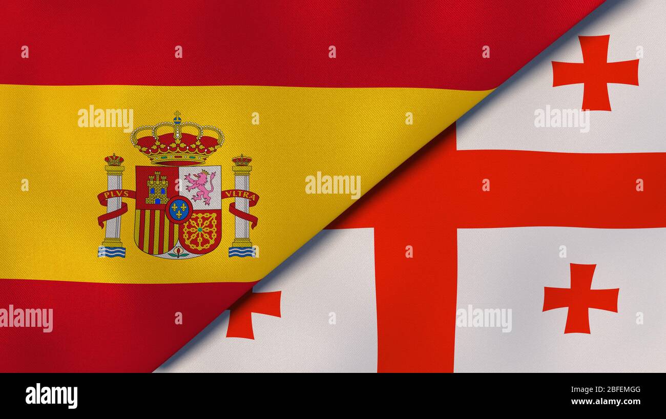 Two states flags of Spain and Georgia. High quality business background ...